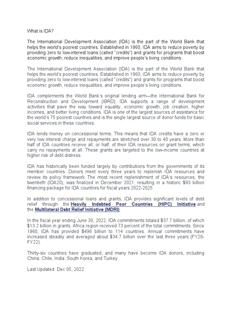 What Is IDA | PDF | International Development Association | Economies