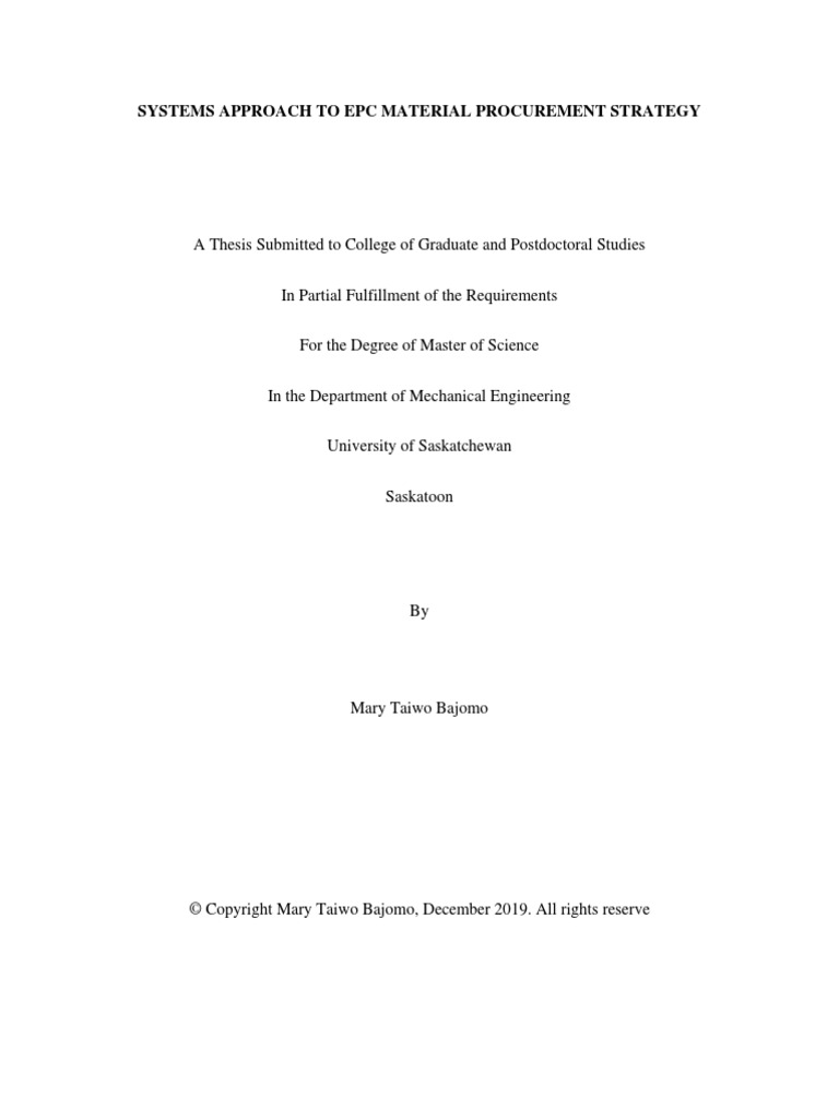 Systems Approach To Epc Material Procurement Strategy | PDF | Supply Chain | Procurement