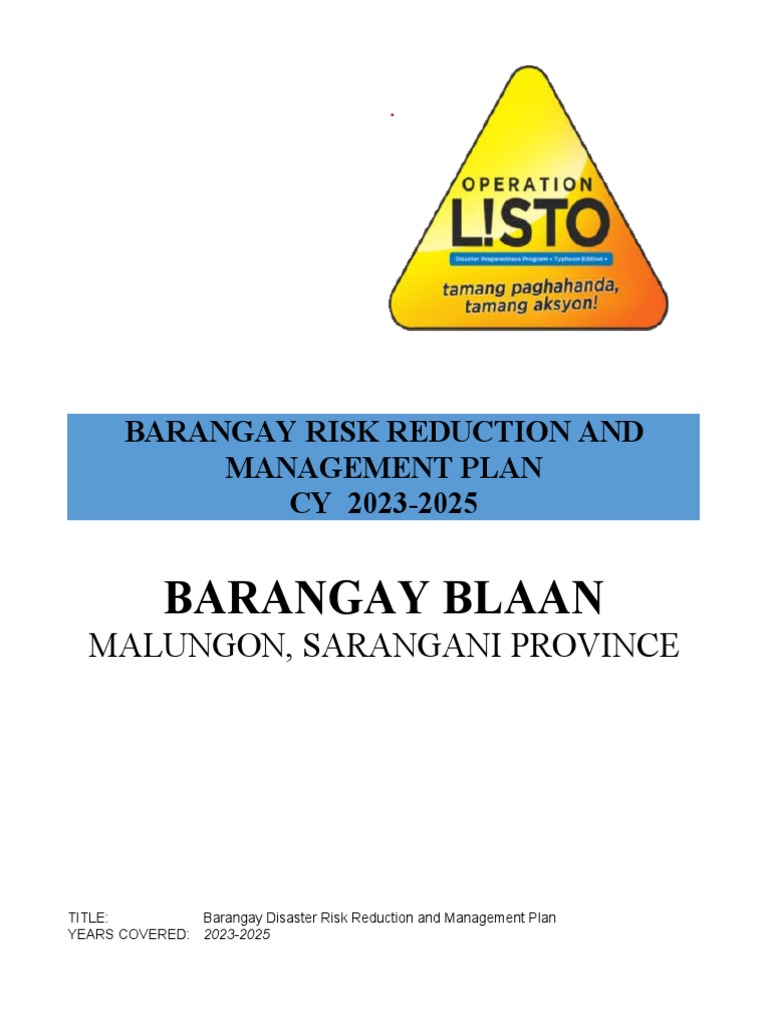 BDRRM-Plan - BLAAN-English | Download Free PDF | Disaster Risk ...