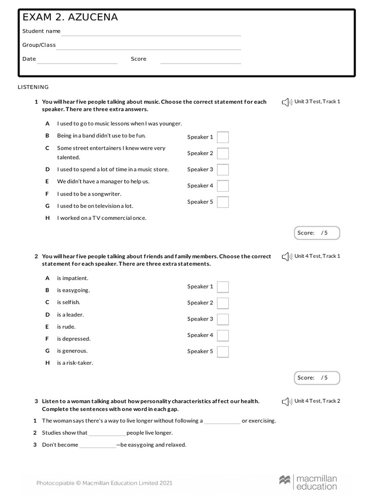 Examen 2. Intermedio | PDF