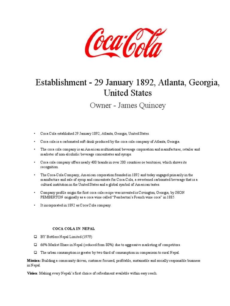 Marketing Plan | PDF | Coca Cola | The Coca Cola Company