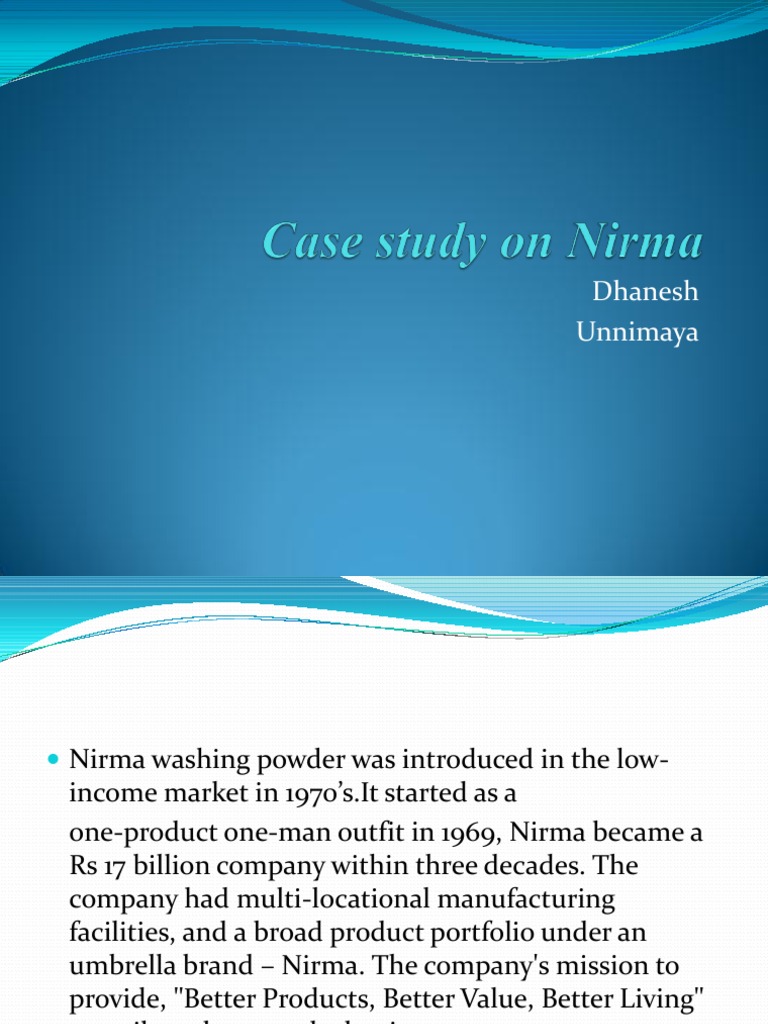Nirma Case Study | PDF | Hygiene | Laundry