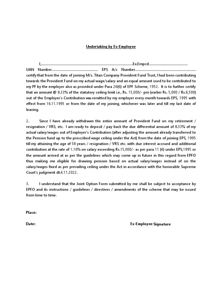 Undertaking Letter Ex Employee | PDF
