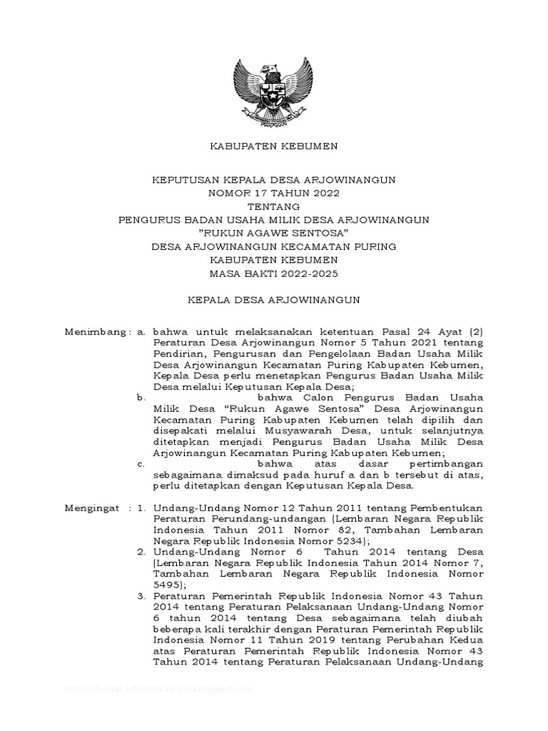 SK Pengurus BUmdes | PDF