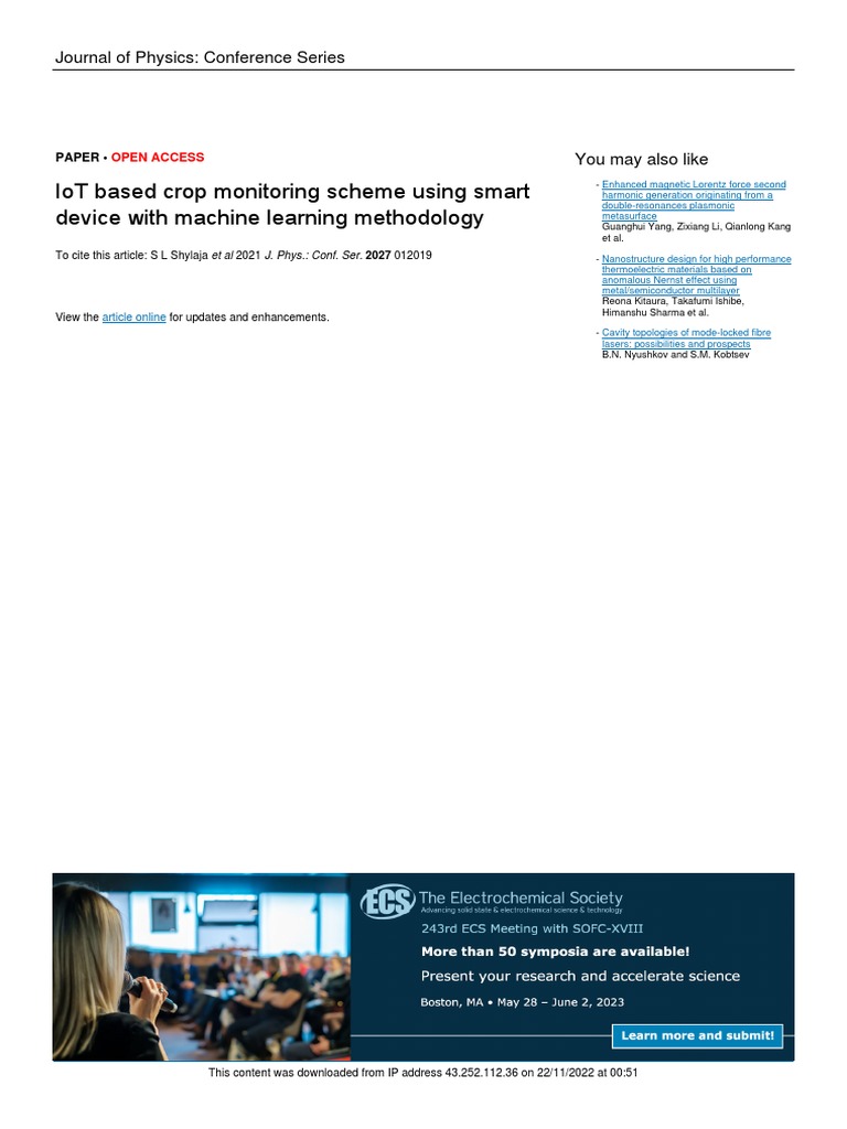 07 - RA - IoT Based Crop Monitoring Scheme Using Smart Device With ... 07 - RA - IoT Based Crop Monitoring Scheme Using Smart Device With ...