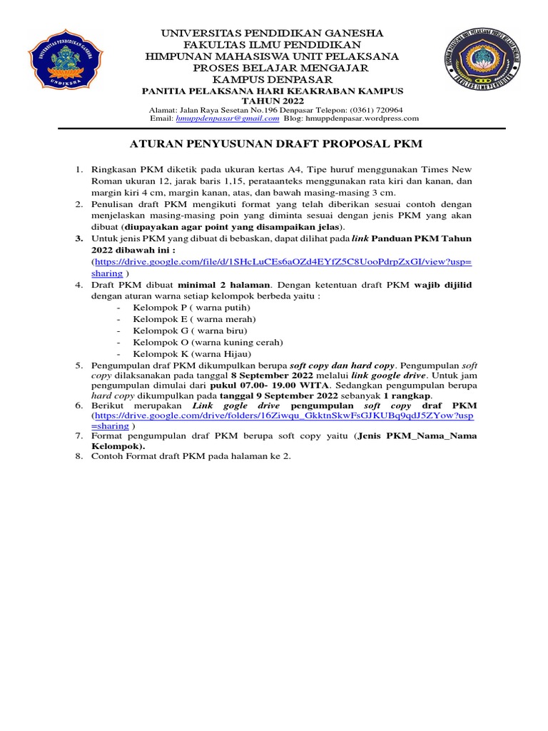 Aturan Penyusunan Draft Proposal PKM | PDF | Karier & Perkembangan