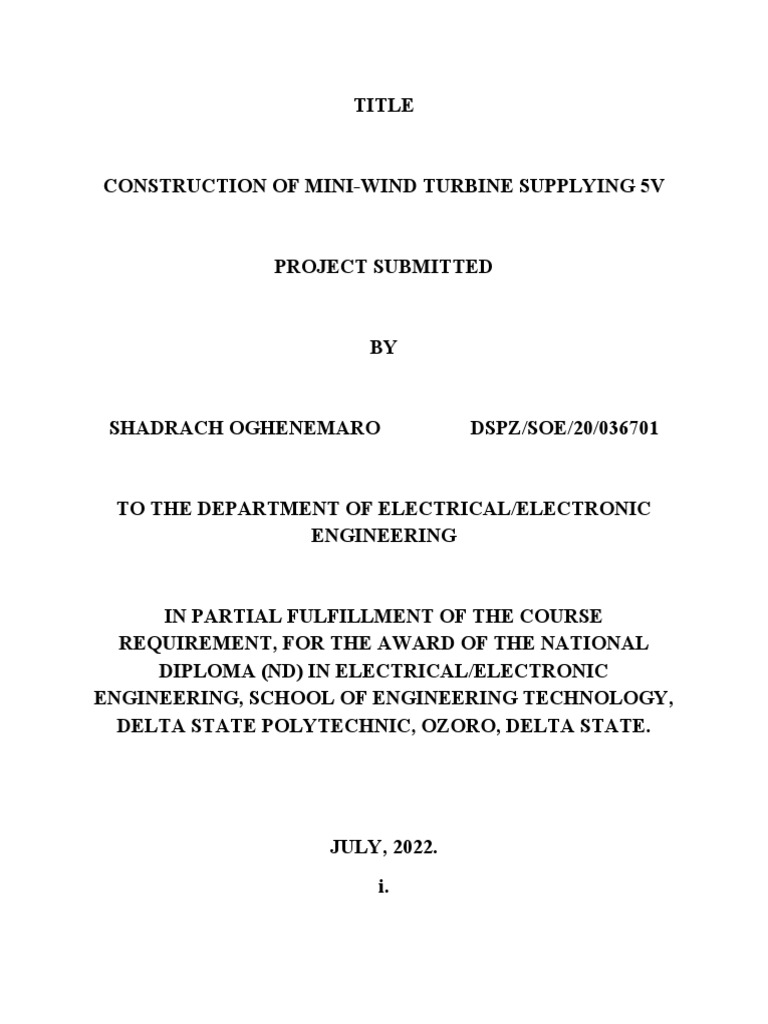 Wind Tubine Project Article | PDF | Wind Turbine | Wind Power