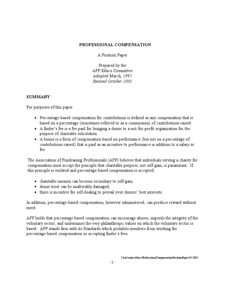 Professional Compensation Position Paper 102001 | PDF | Fundraising ...