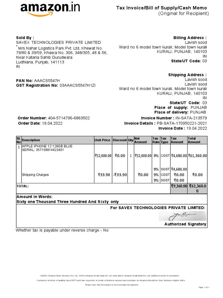 Iphone 12 Amazon Inr | PDF | Invoice | Economies