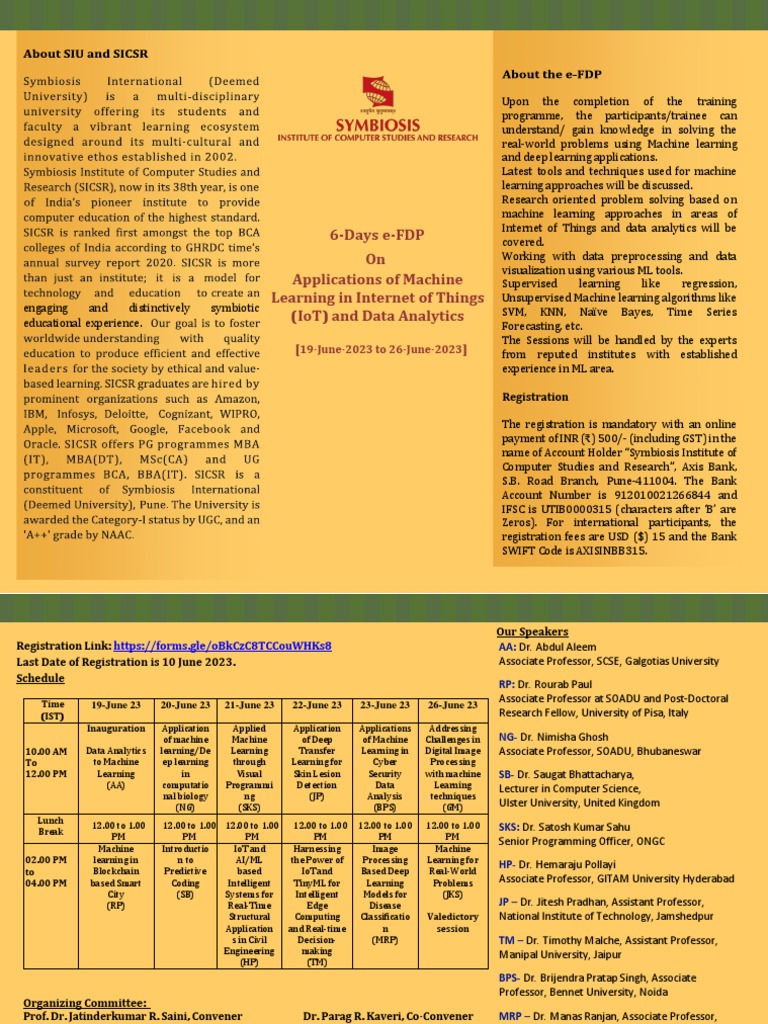 6-Day e-FDP on ML in IoT & Data Analytics | PDF | Machine Learning | Internet Of Things