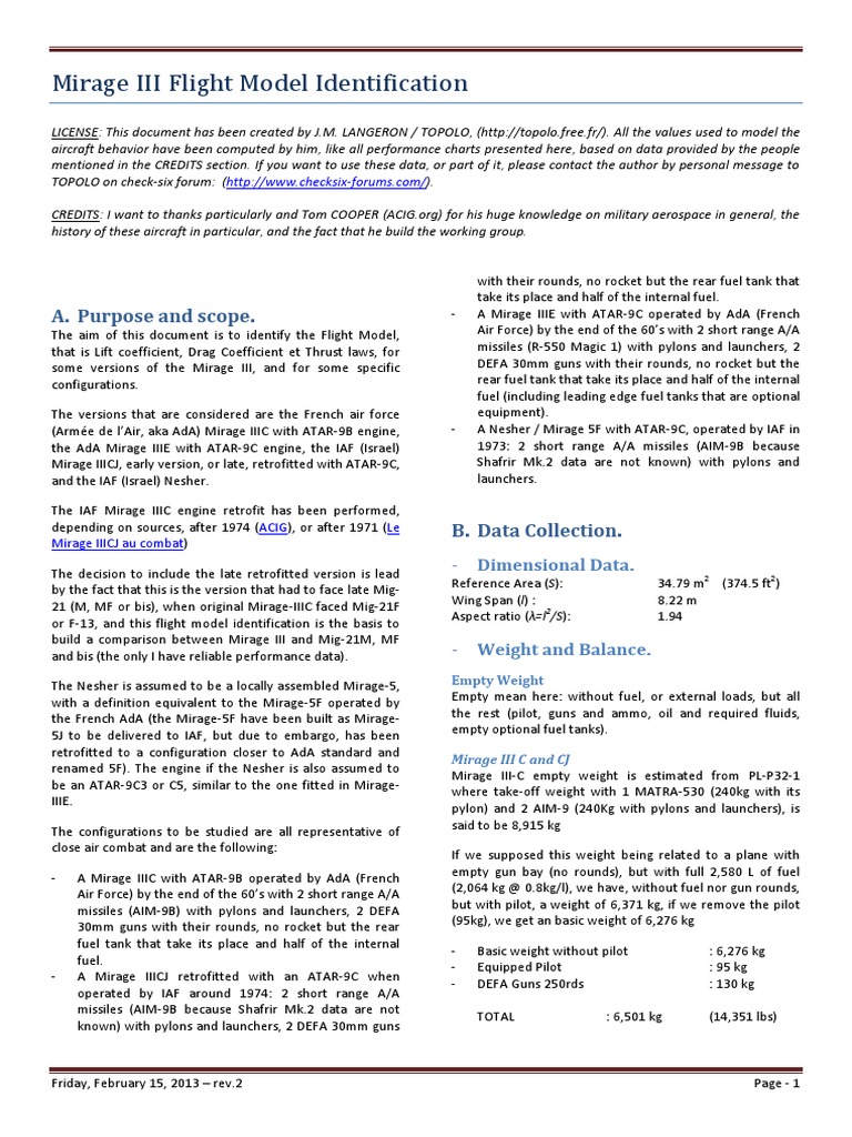 Mirage-III-Flight Model Identification - GP | Download Free PDF | Drag (Physics) | Aviation