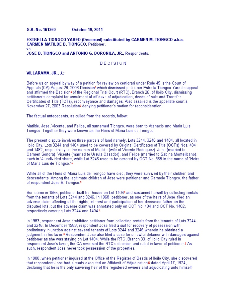 ESTRELLA TIONGCO YARED (Deceased) Substituted by CARMEN M. TIONGCO A.K ...