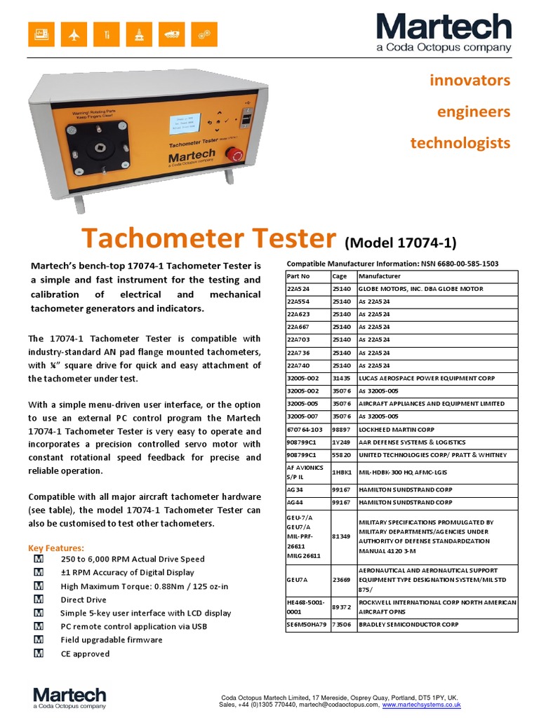 Product Data Sheet Tachometer Tester Rev002 | Download Free PDF | Usb ...