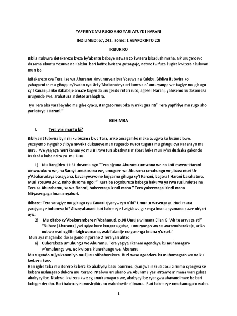 Ikibwirizwa Cyo Ku Munsi Wo Kwiyiriza Ubusa No Gusenga-1 | PDF