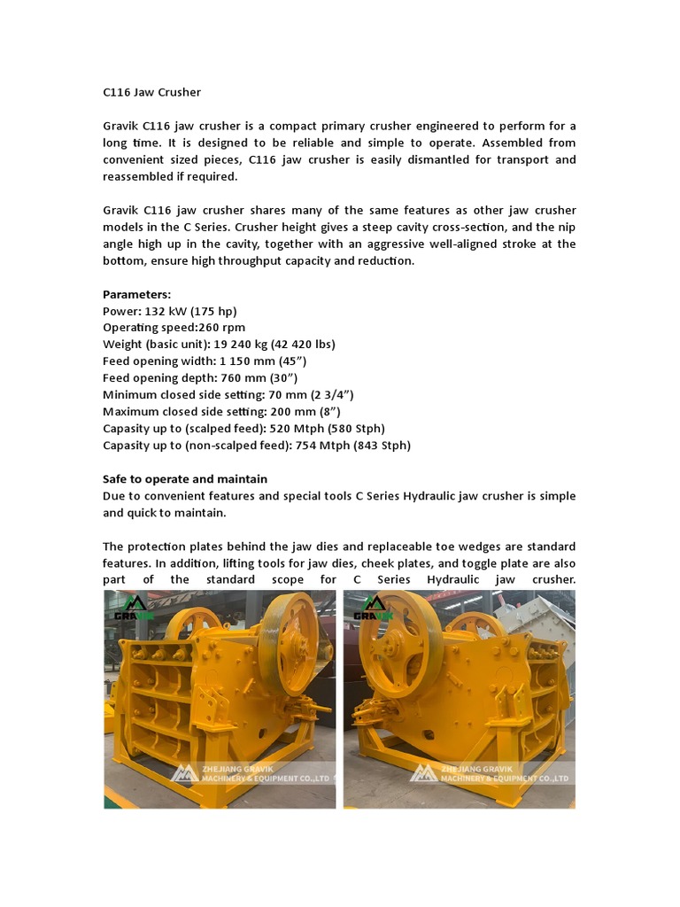 C116 Jaw Crusher | PDF