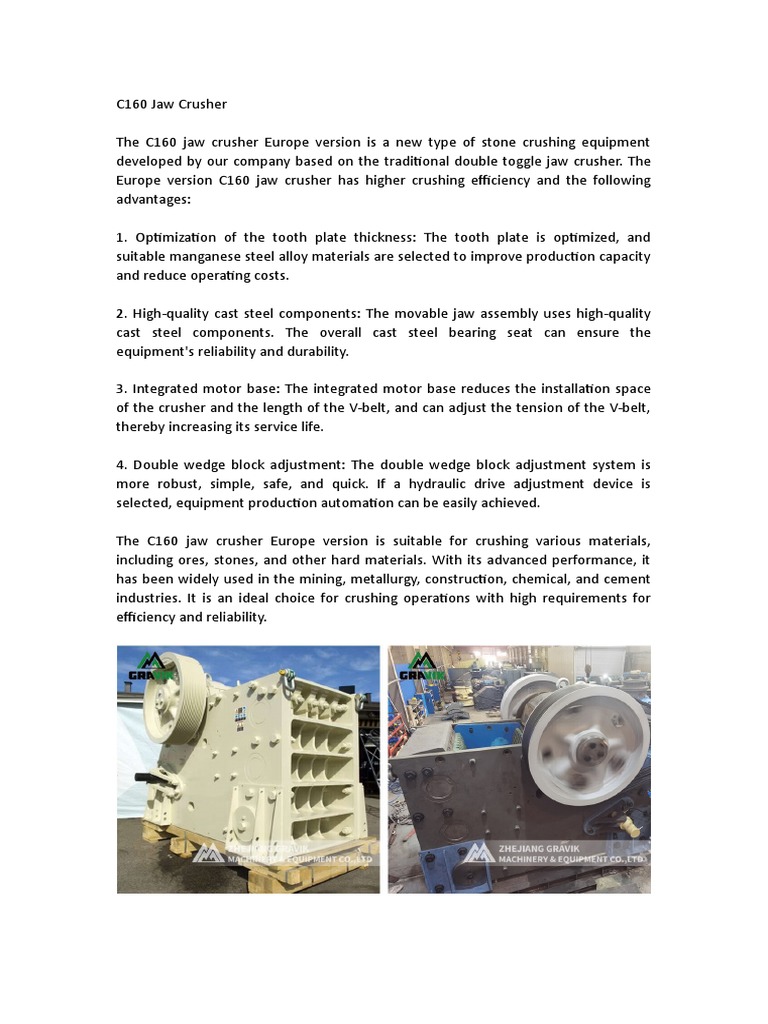 C160 Jaw Crusher | PDF
