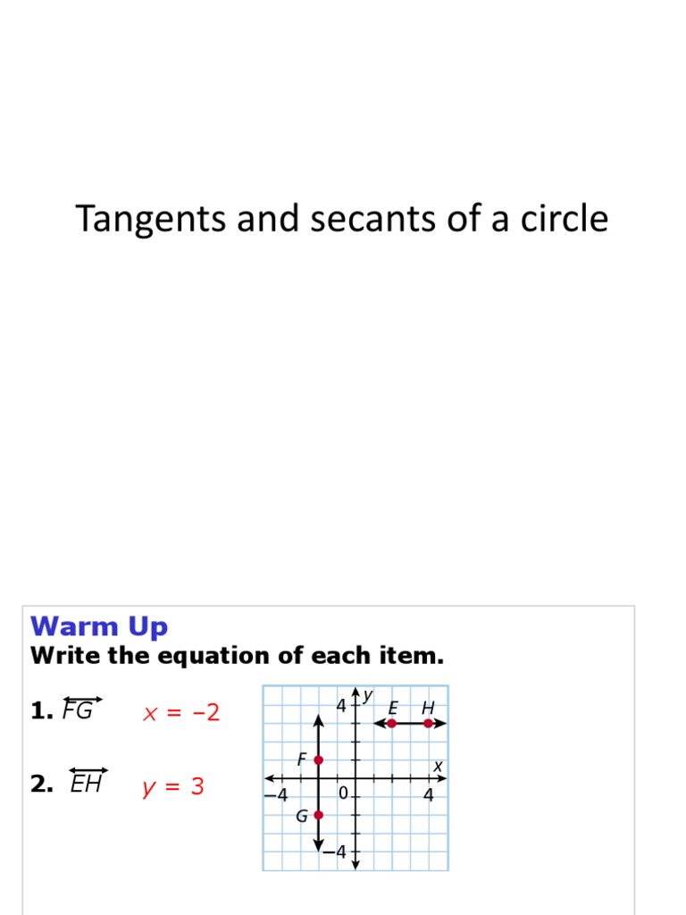 Solve Problems On Tangents And Secants Of Circles Pdf Tangent Circle