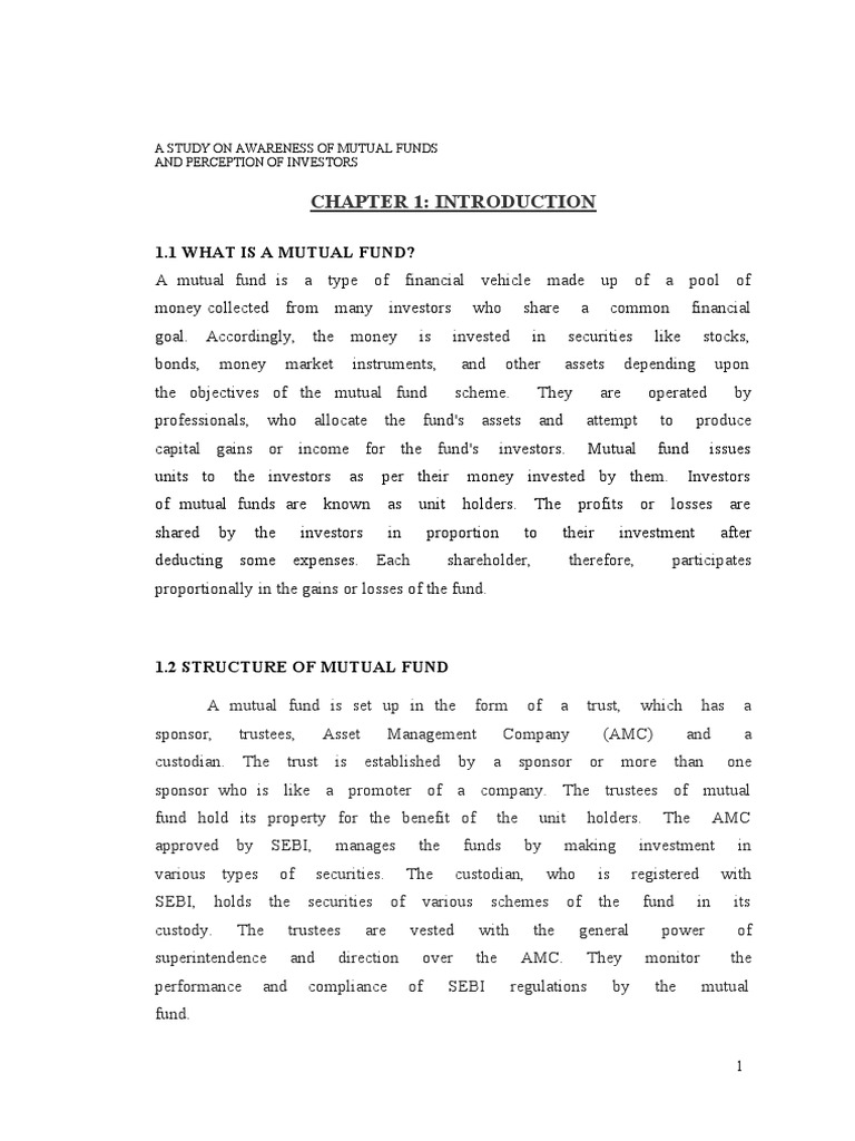 A Study On Awareness of Mutual Funds and Perception of Investors 2 ...