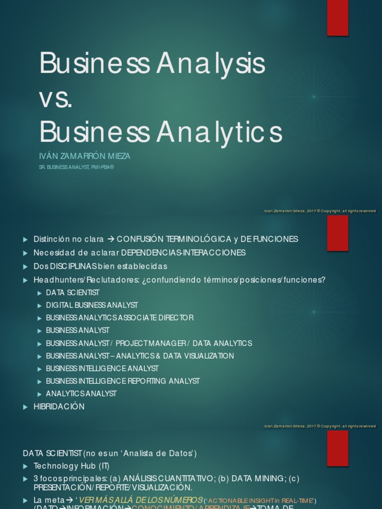Business Analysis vs. Business Analytics - I.Zamarron - 25 Febr., 2019 | PDF | Big Data ...