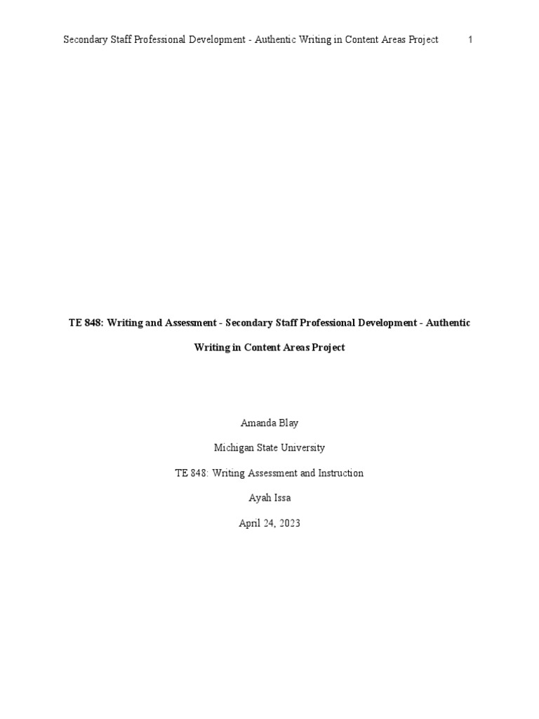 Te 848 - Staff PD Project-2 | PDF | Teachers | Schools