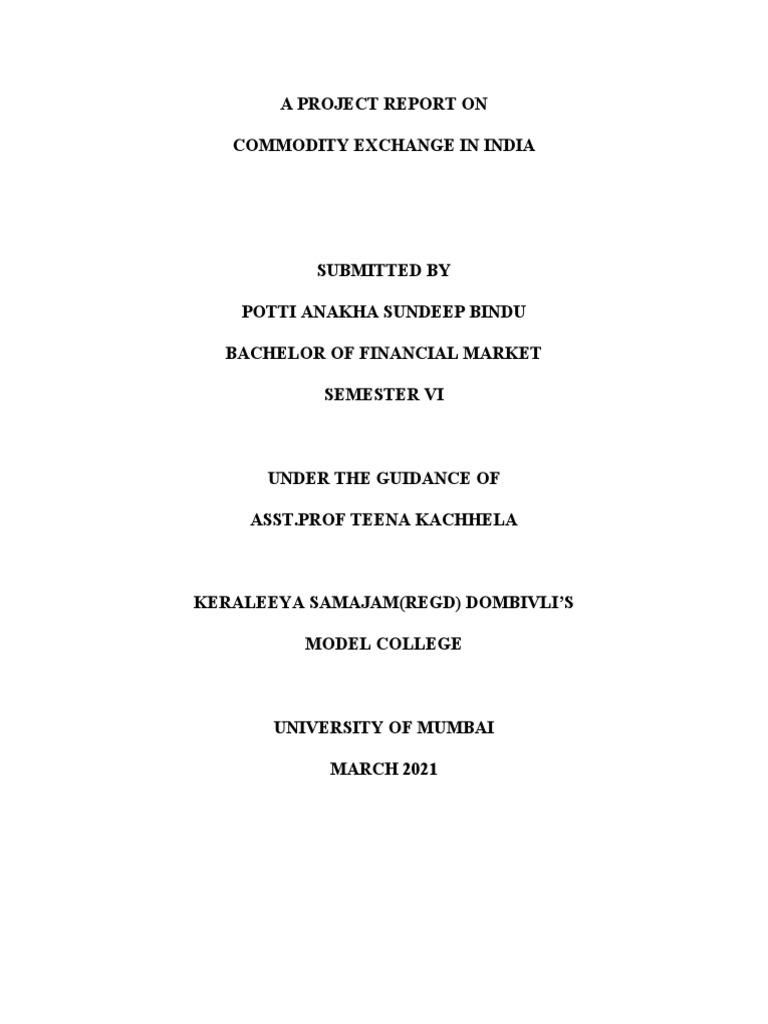 Commodities File A1 | PDF | Finance & Money Management | Art