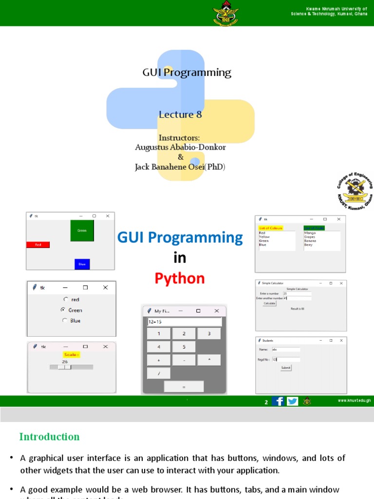 Lecture 8-GUI | PDF | Window (Computing) | Graphical User Interfaces