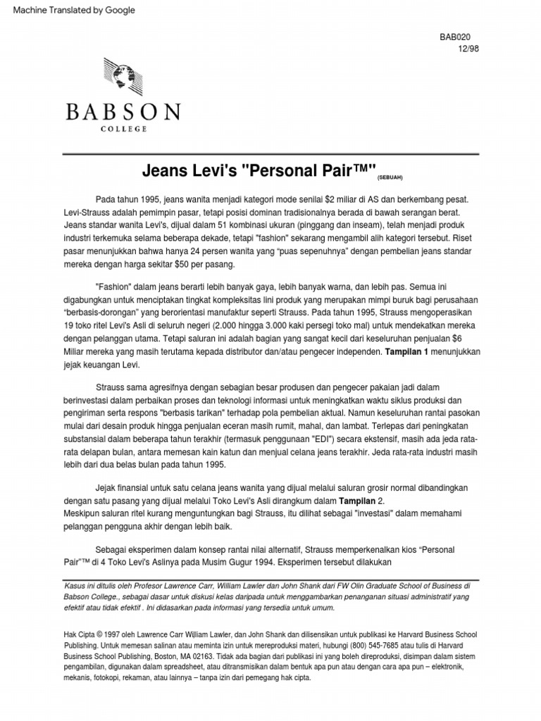 Levis Personal Jeans Indonesia | PDF