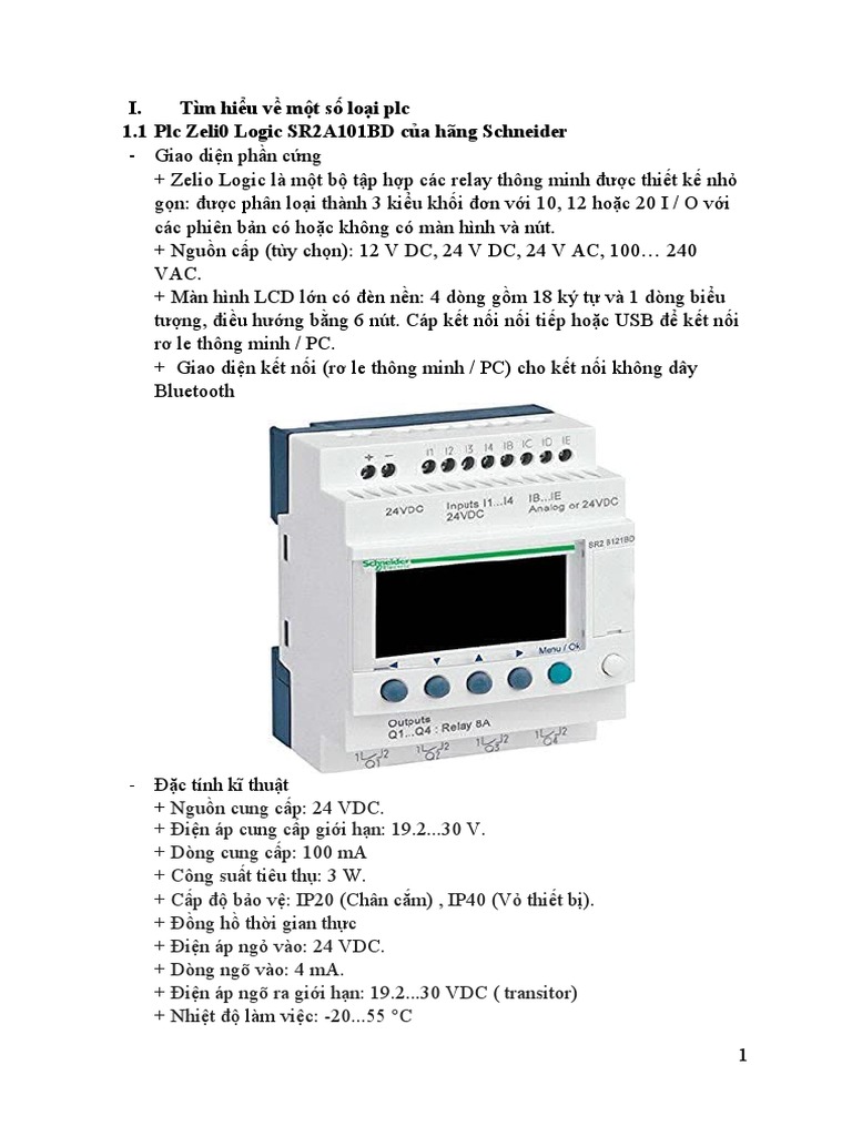 I. Tìm hiểu về một số loại plc 1.1 Plc Zeli0 Logic SR2A101BD của hãng ...