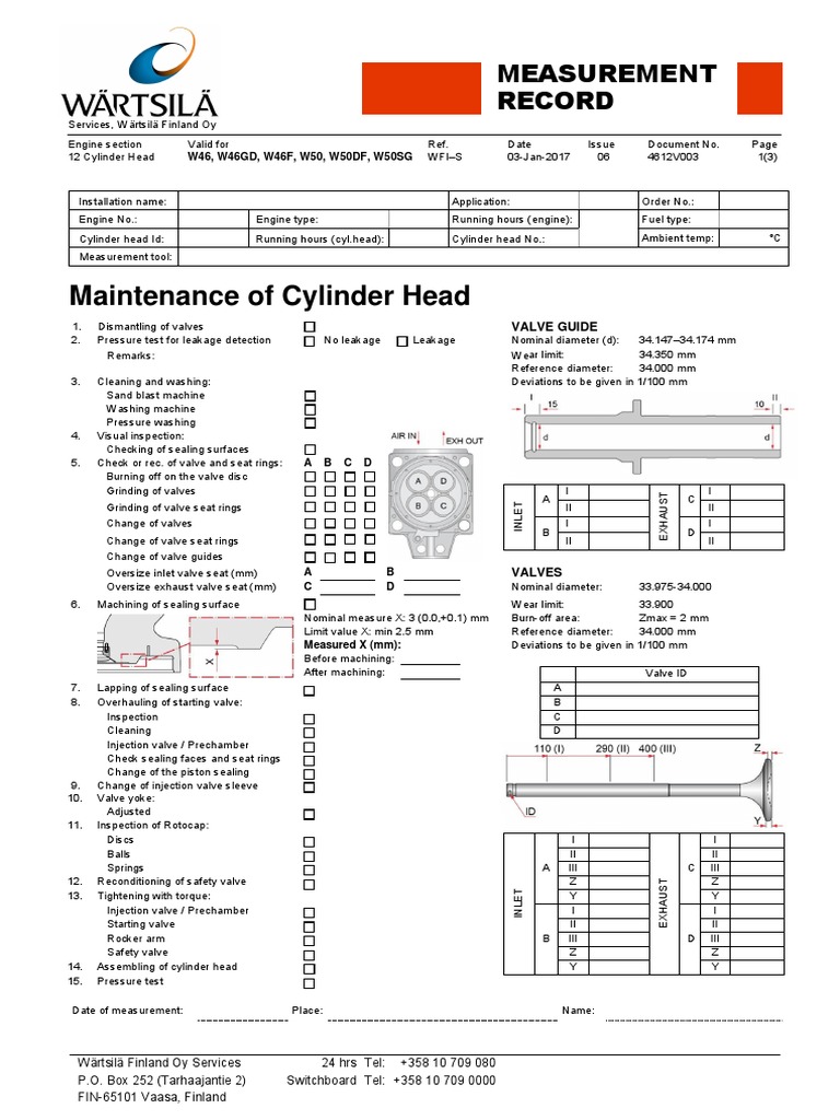 Form2 Maintenance of Cylinder Head | PDF | Valve | Cylinder (Engine)