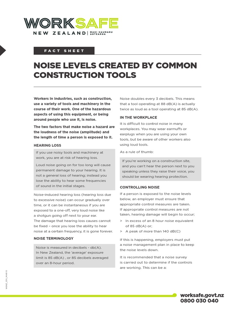 Noise Hazards from Construction Tools | PDF | Noise | Sound