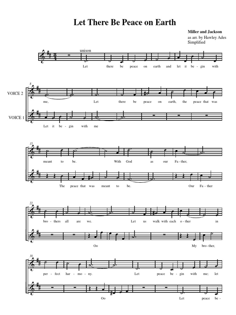 Sheet Music Let There Be Peace On Earth | PDF