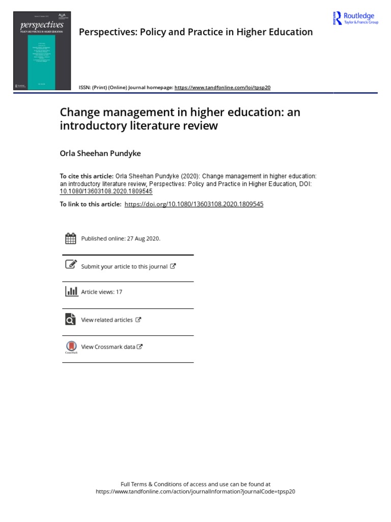 M1-4-Change Management in Higher Education-Lit Review | PDF | Change ...