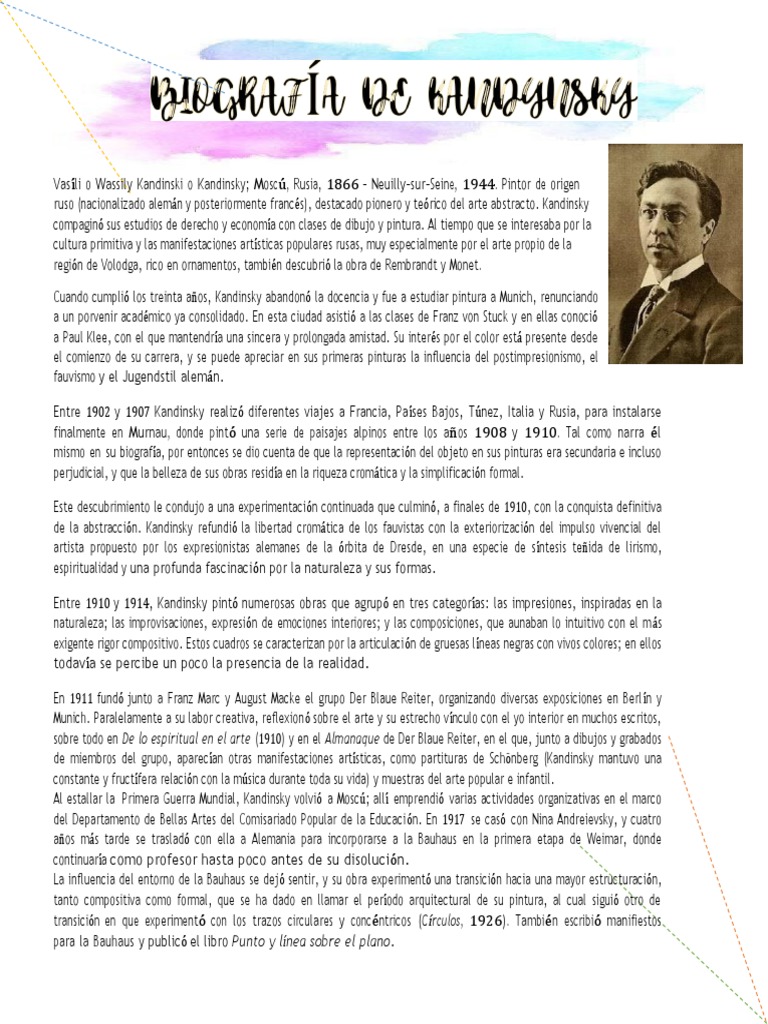 Biografía de Kandynsky | PDF | Wassily Kandinsky | Las artes