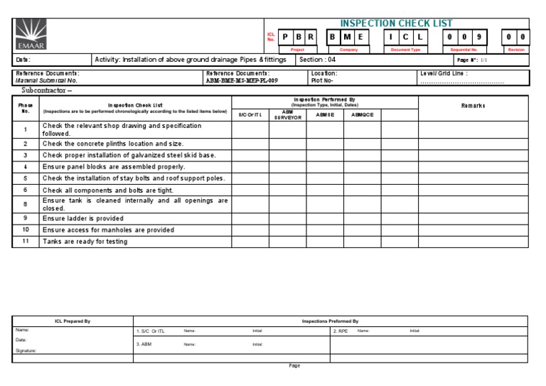 Above Ground Drainage Installation Checklist | PDF | Materials | Civil ...