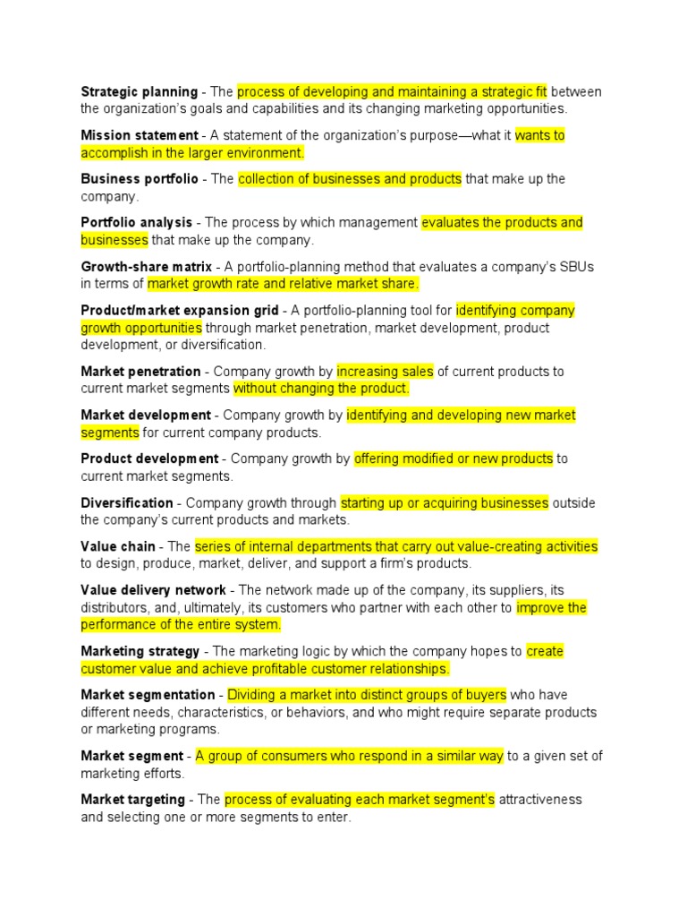 CHAPTER 2 - Company and Marketing Strategy | PDF | Marketing ...