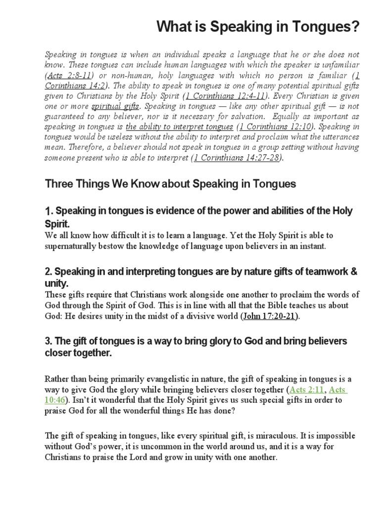 Understanding Speaking in Tongues | PDF