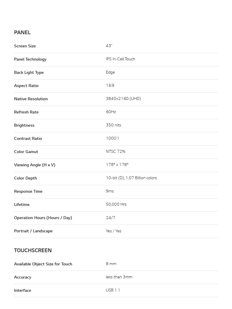 Technical Specifications LG ONE Quick Flex | PDF | Computer Monitor ...