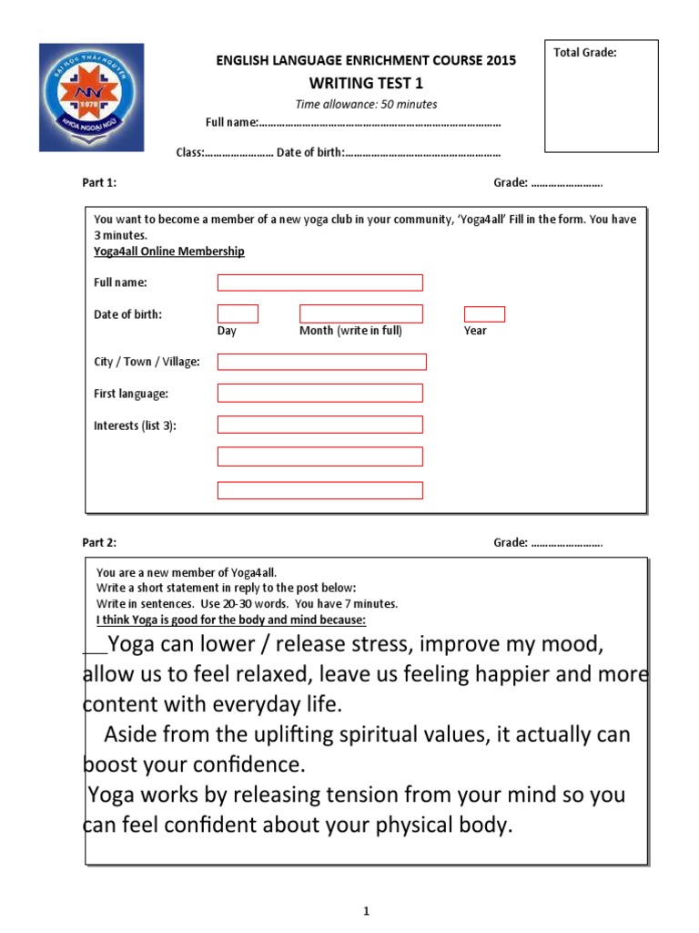Aptis Writing Test 2 - Pretest Part 2 N 3 | PDF