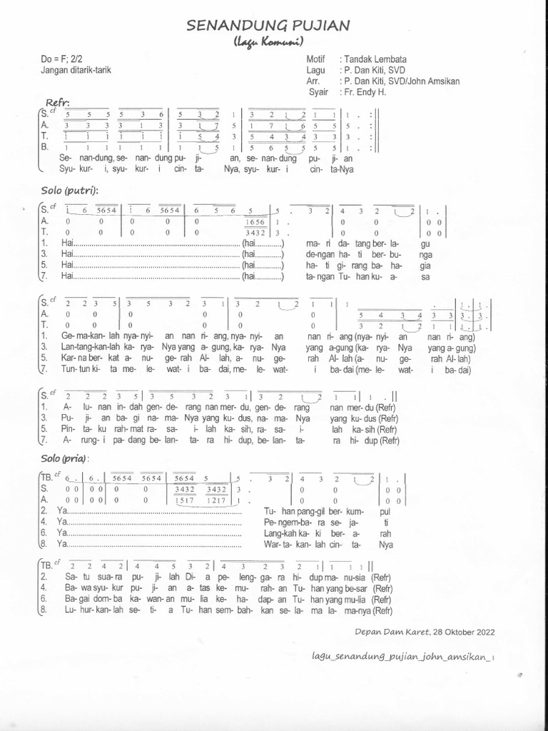 Lagu Komuni SENANDUNG PUJIAN | PDF