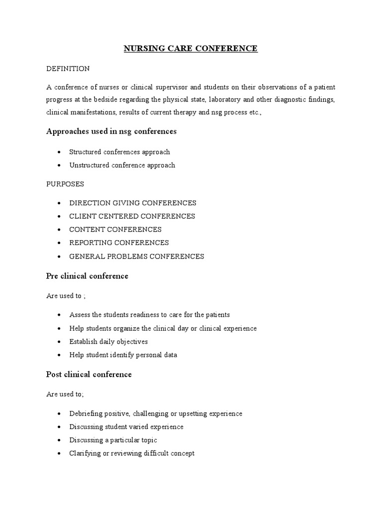 Nursing Care Conference | PDF