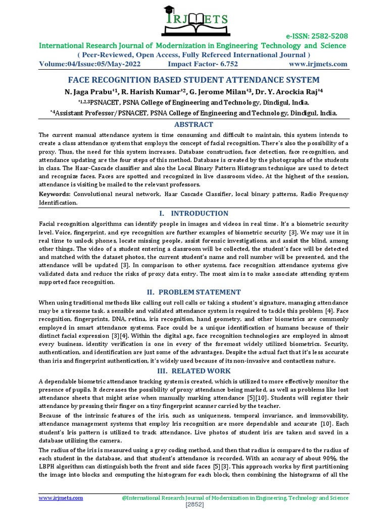 Fin Irjmets1652991544 | PDF | Feasibility Study | Biometrics