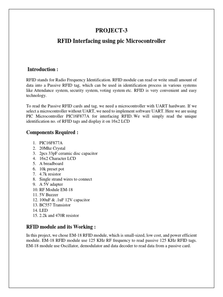 PRJ 3 | PDF | Radio Frequency Identification | Microcontroller