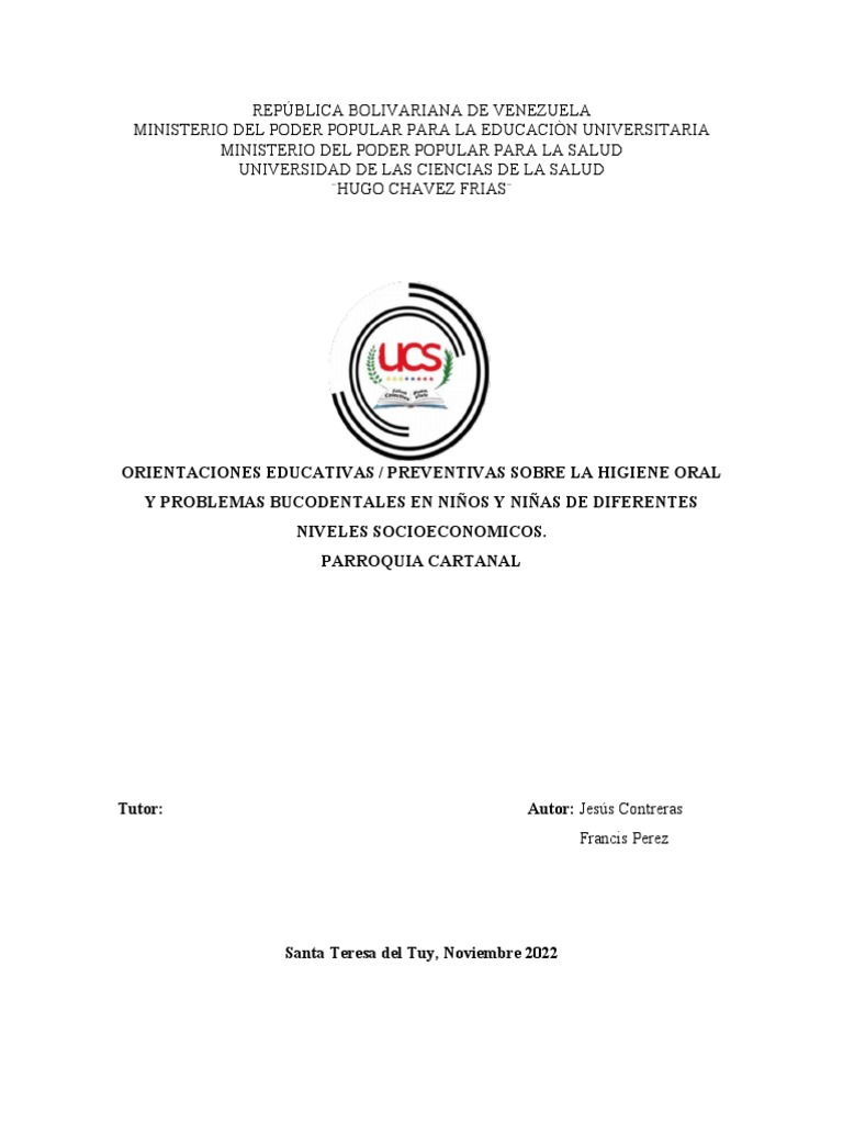 Proyecto Odontologia Ucs | PDF | Higiene oral | Odontología