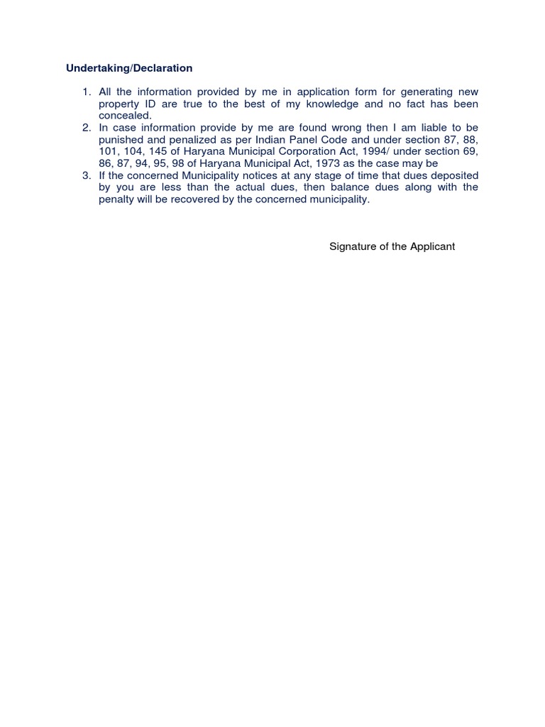 Self Assessment Undertaking | PDF