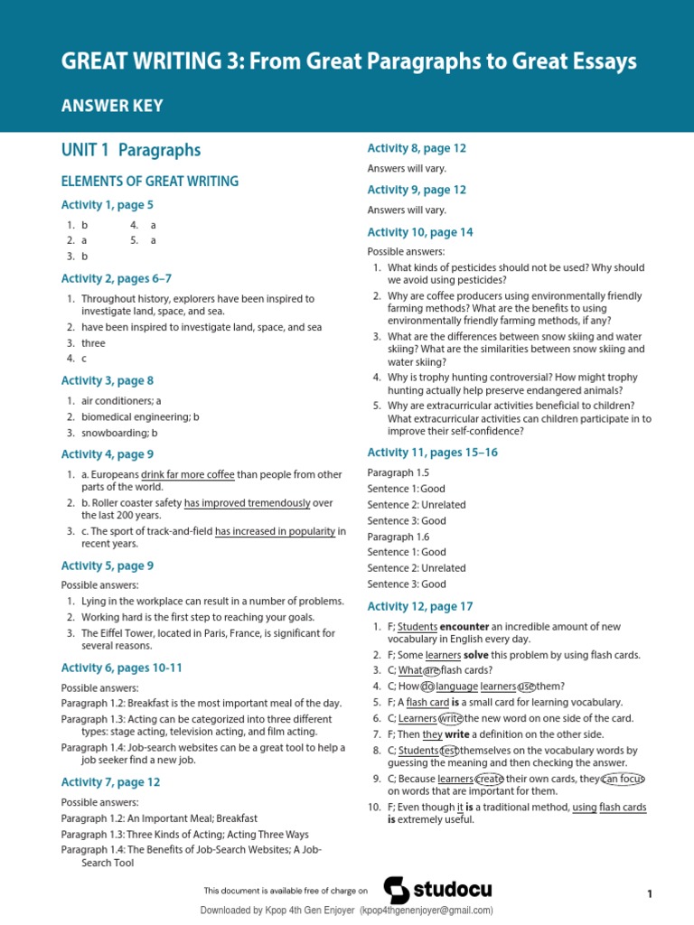 Great Writing 3 (Fifth Edition) (Keith S. Folse, Elena Vestri, David ...