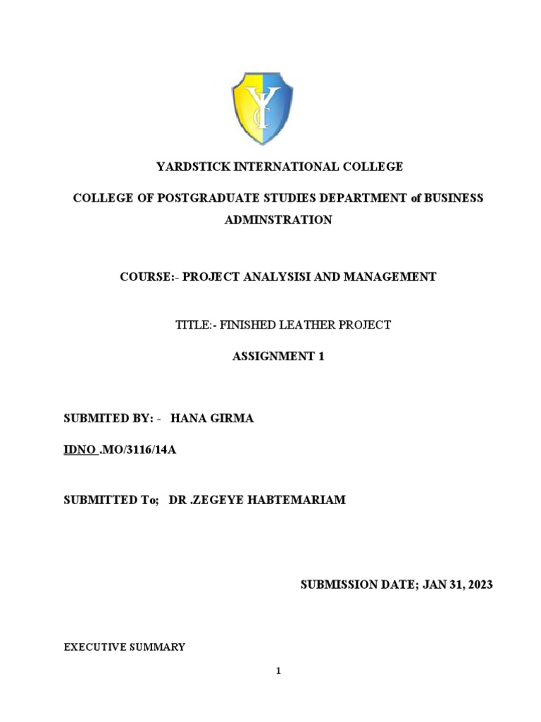 MO 3116 14A HANA GIRMA PAM 1 | PDF | Feasibility Study | Evaluation