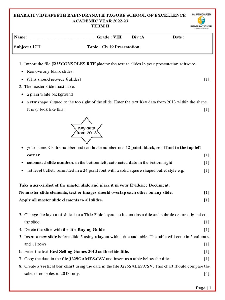 Grade 8 - ICT - Presentation - Practical Worksheet | PDF | Page Layout ...