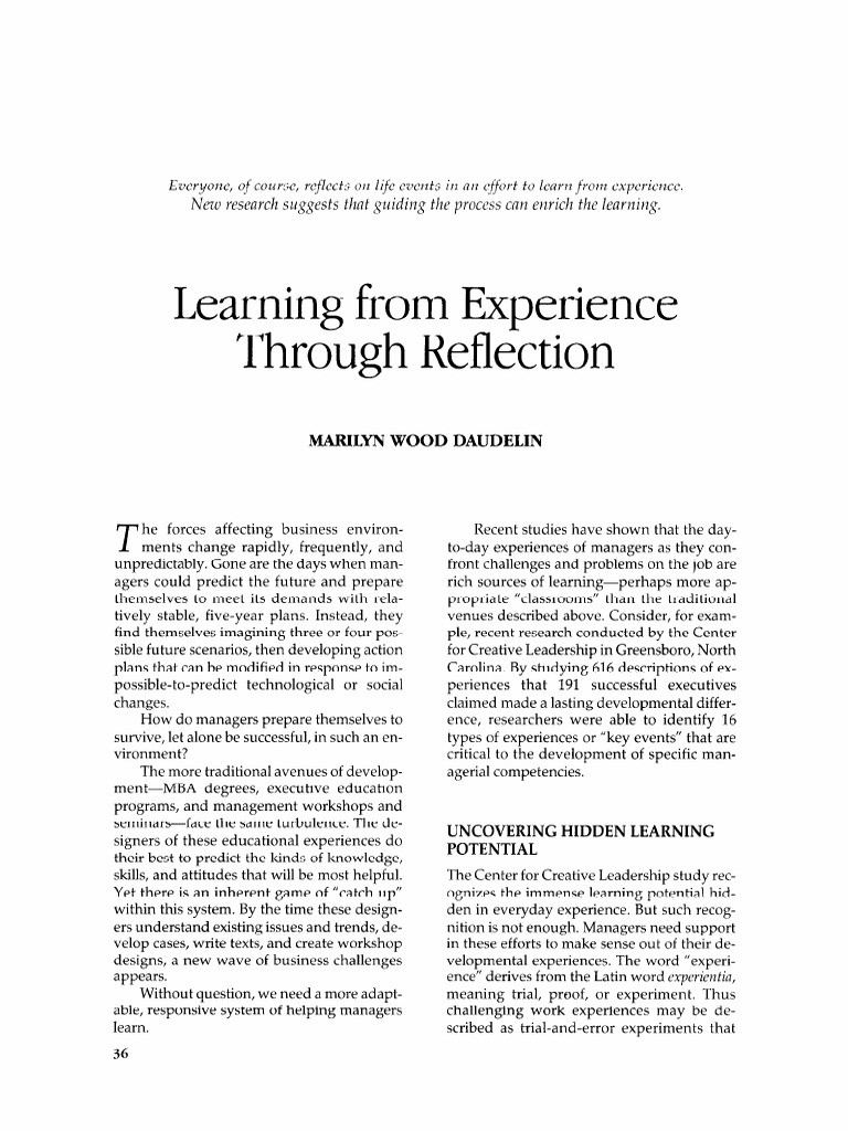Enhancing Learning Through Reflection | PDF | Learning | Experience