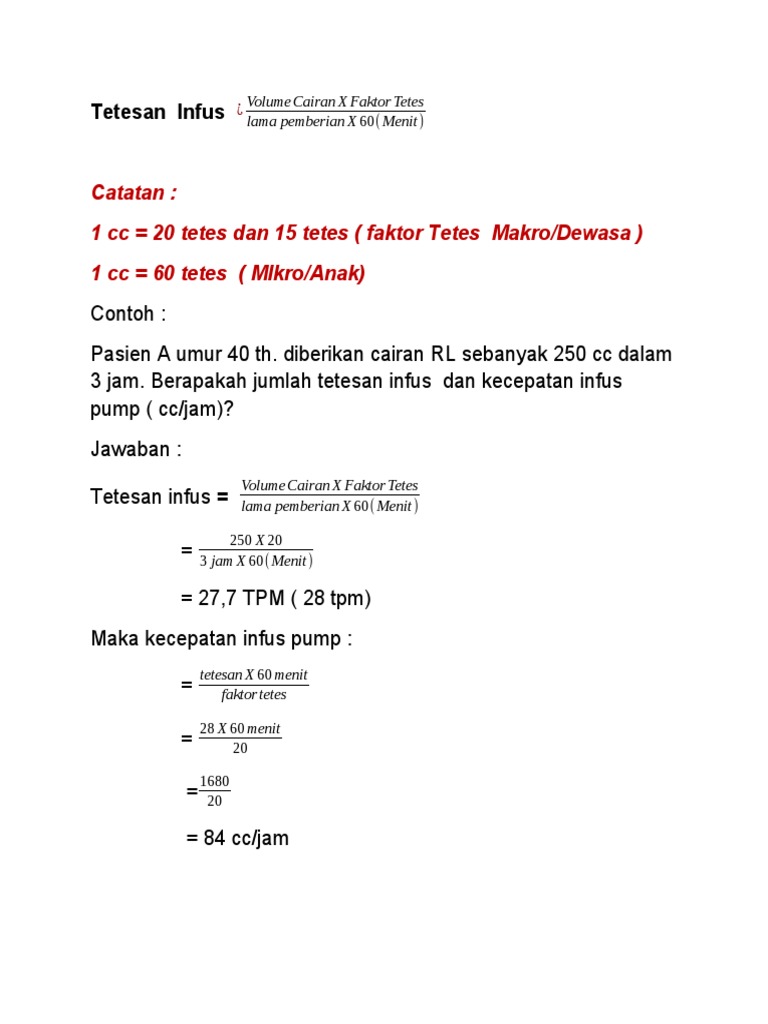 Rumus Infus dan Perhitungan Dosis Obat | PDF