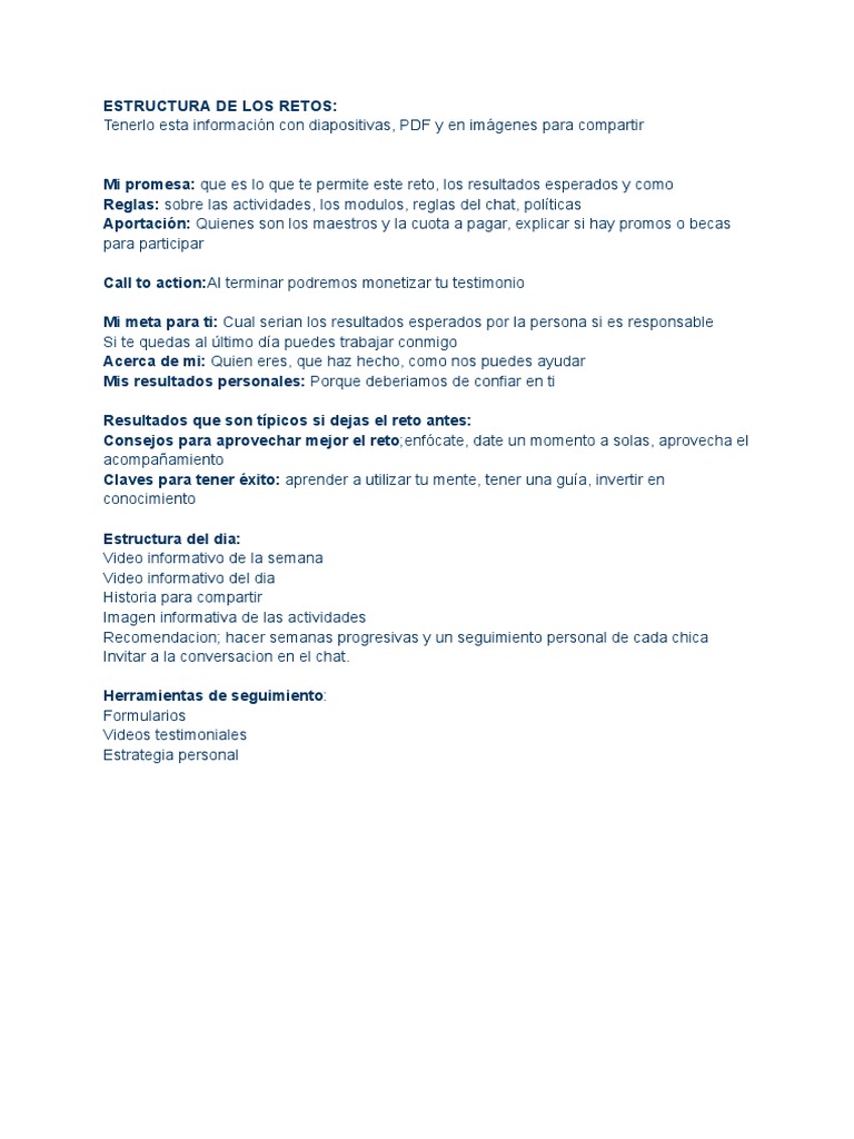 Estructura para Hacer Un Reto | PDF